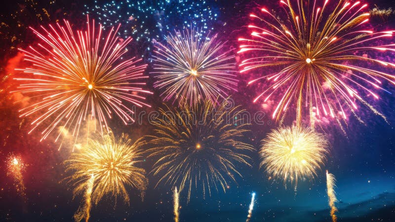 New Yearâ€™s Fireworks Lighting Up the Skyline with Vibrant Colors ...