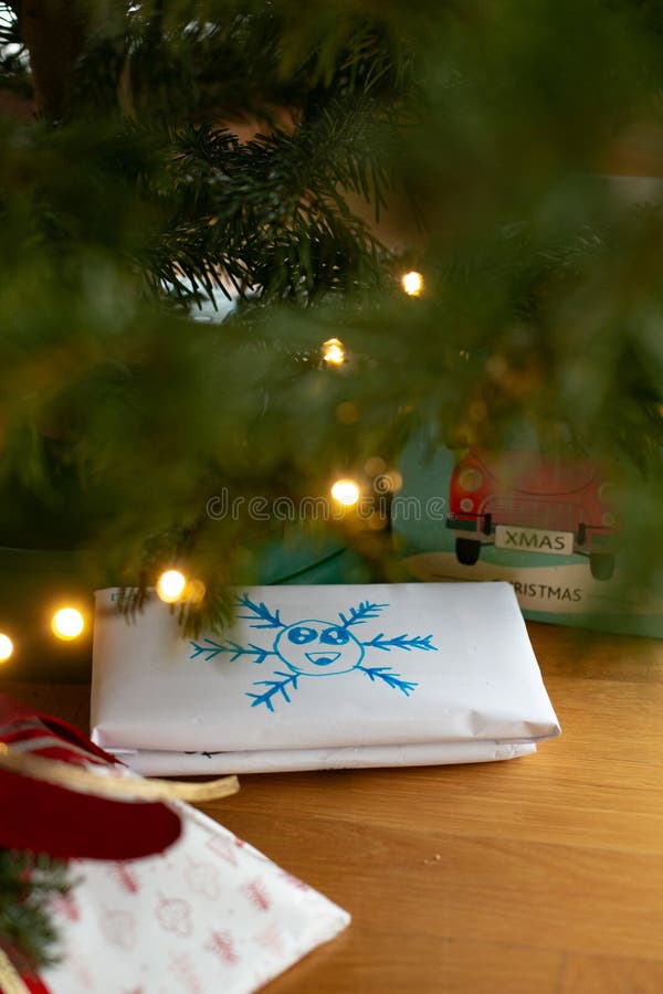 New Year S Gifts Under the Tree Stock Photo - Image of drawing, craft ...