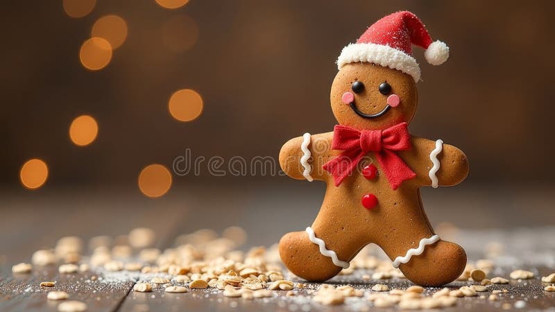 New Year S Gingerbread Man with a Festive Cap on His Head Stock Image ...