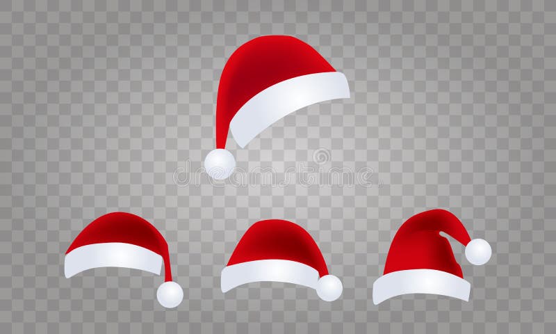 New Year`s Red Hat. Realistic Set of Red Santa Hats Stock Illustration ...