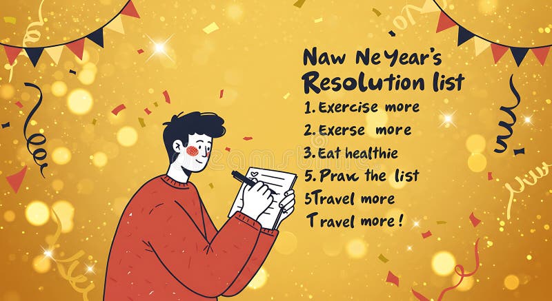 New Year S Resolution List: a Man Writing Down His Goals for the ...