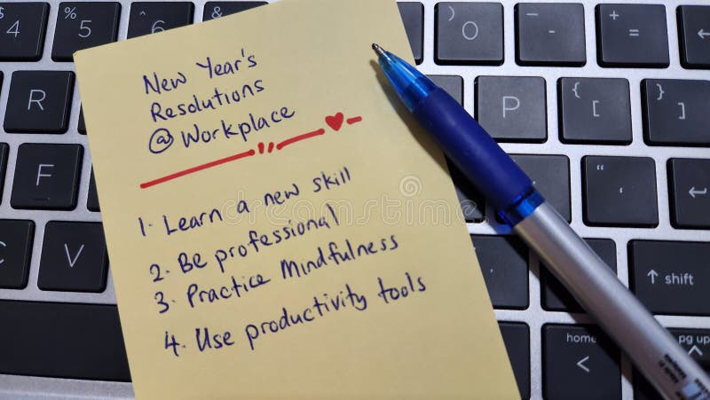 New Year`s Resolution at Office Workplace Stock Image - Image of diary ...