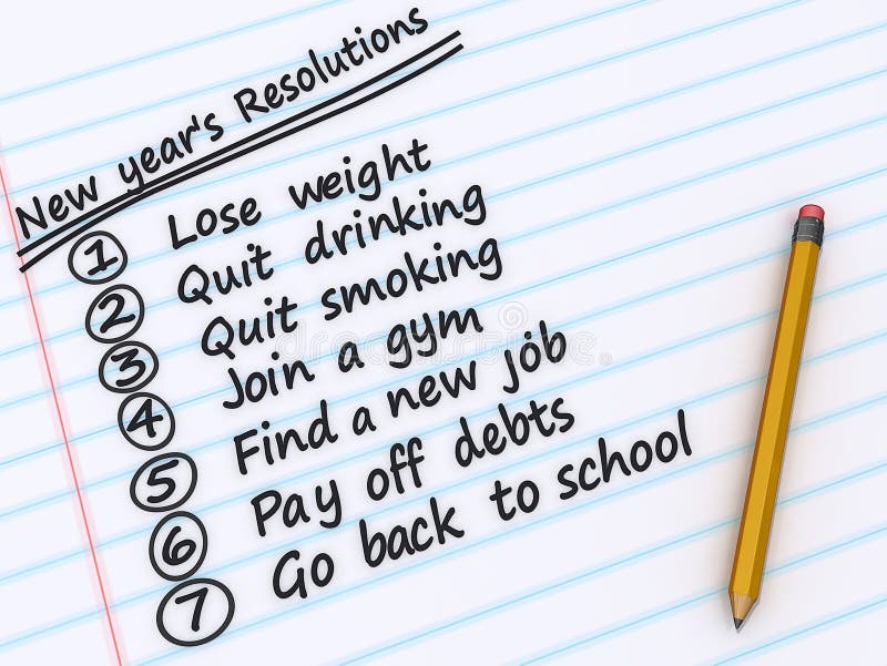 New Years resolutions list stock illustration. Illustration of ...