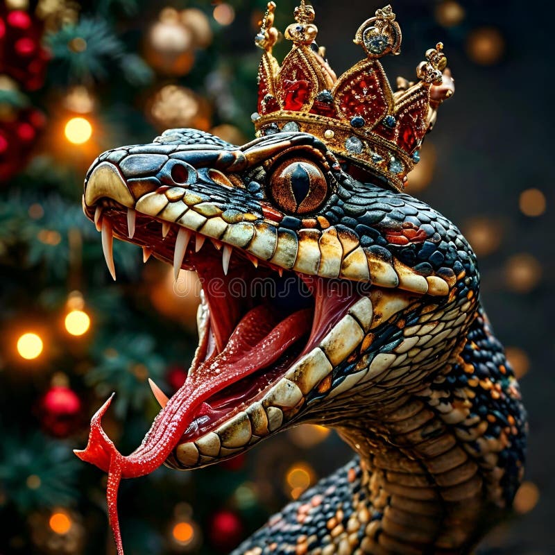 New Year S Snake with a Crown Stock Illustration - Illustration of ...