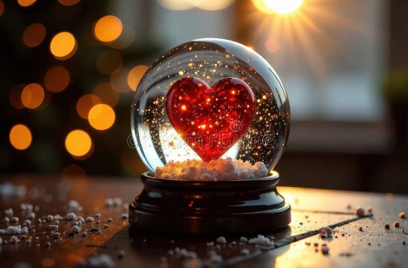 New Year S Snow Globe with a Heart Inside. Love Winter Stock Photo ...