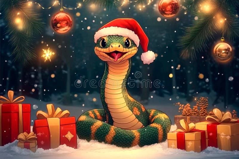 New Year S Wooden Snake. New Year Concept Stock Illustration ...