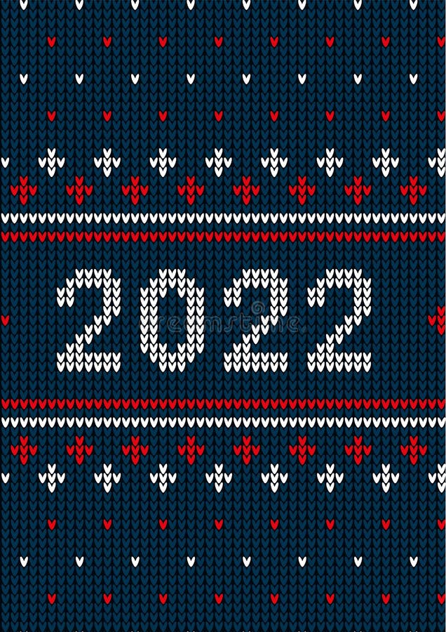 New Year Seamless Knitted Pattern with Number 2022. Knitting Sweater ...