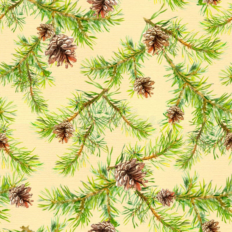 New Year Seamless Pattern with Branches of Christmas Tree Stock ...