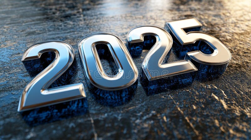 New Year 2025 Shiny Metallic Digits Future Anticipation Progress New ...