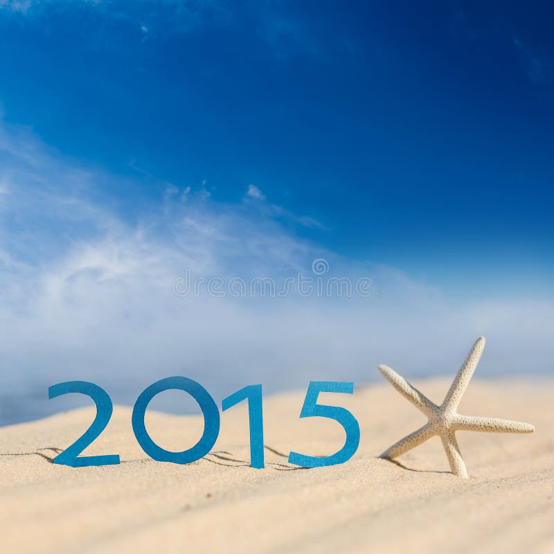 New year 2015 sign stock photo. Image of caribbean, starfish - 46799822