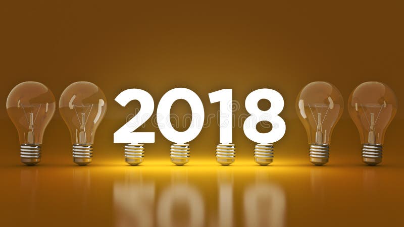 2018 New Year Sign Inside Light Bulbs. Stock Illustration ...