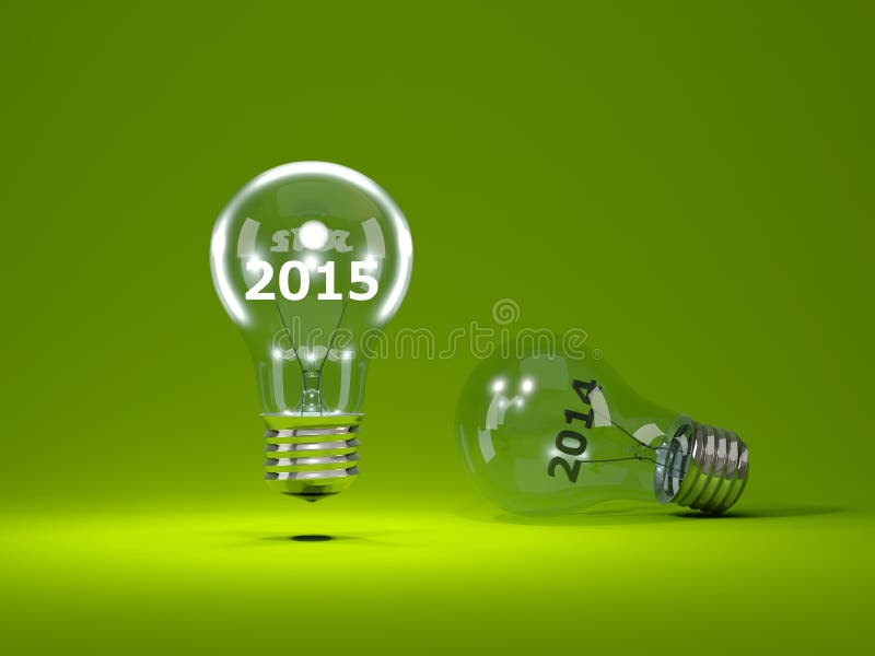 2015 New Year Sign Inside Light Bulbs Stock Illustration - Illustration ...