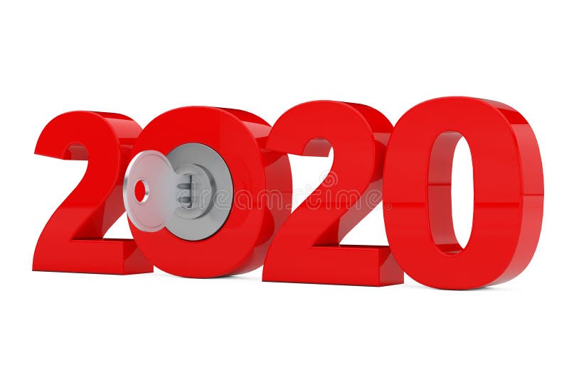 New 2020 Year Sign with Key. 3d Rendering Stock Illustration ...