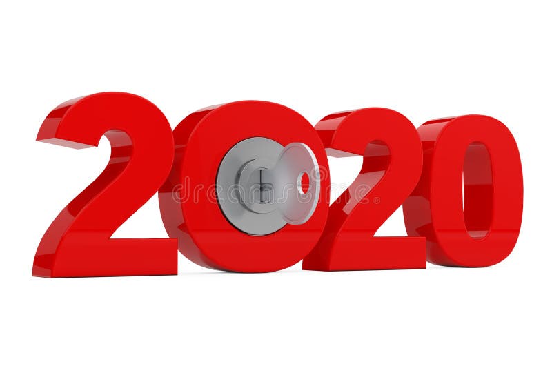 New 2020 Year Sign with Key. 3d Rendering Stock Illustration ...