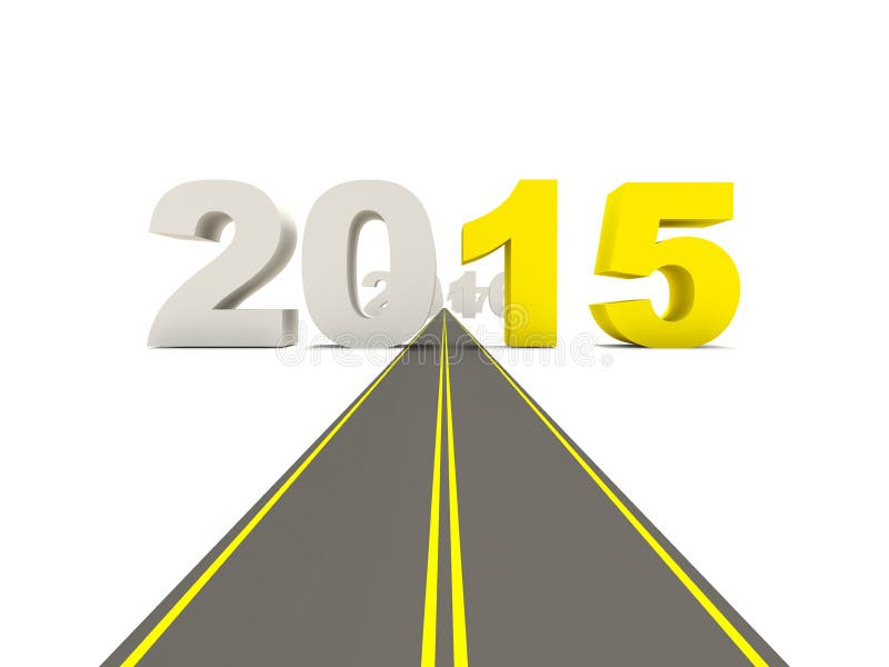 2015 New Year Sign on the Road Stock Illustration - Illustration of ...