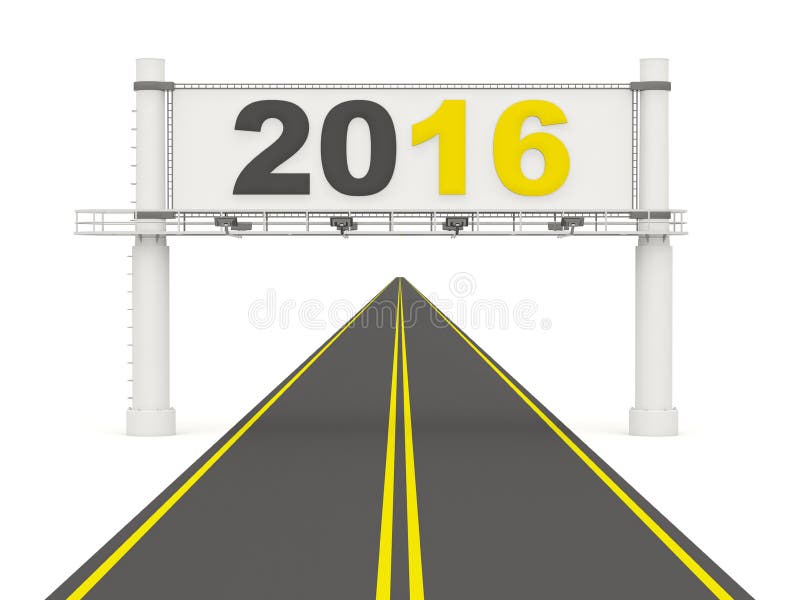 2016 New Year Sign on the Road Stock Illustration - Illustration of ...