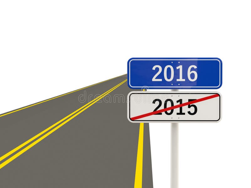 2016 New Year Sign on the Road Stock Illustration - Illustration of ...