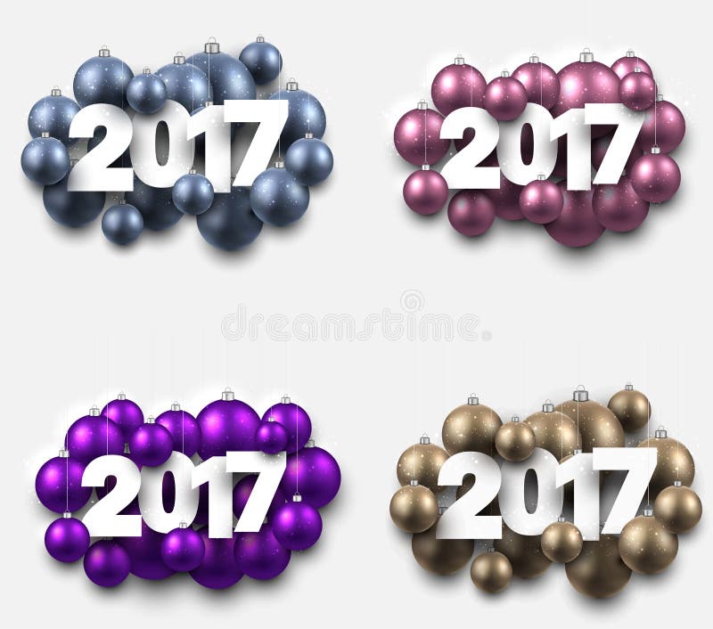 2017 New Year signs set. stock vector. Illustration of poster - 81138270