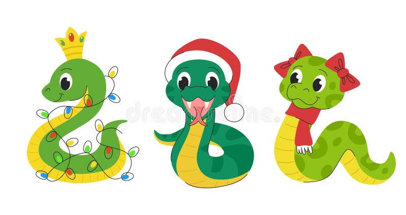 New Year Snake Illustration. Year of the Snake 2025. Set of New Year ...
