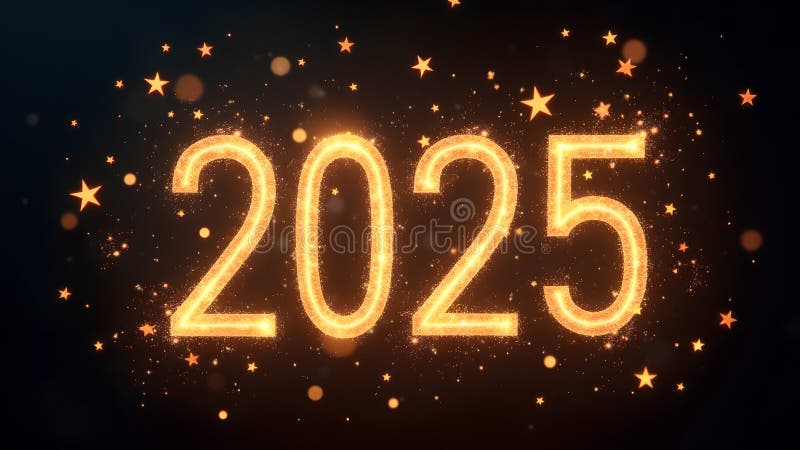 2025 New Year Sparkly Golden Number. Concept of Celebration, Future ...