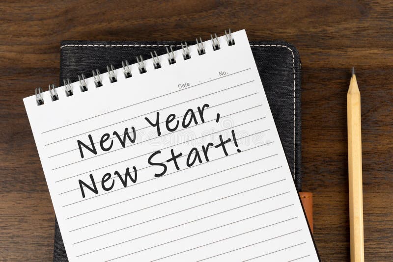 New Year, New Start Text on Note Pad with Pencil Stock Photo - Image of ...