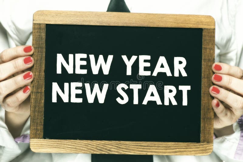 NEW YEAR NEW START Words on a Chalk Board Stock Image - Image of chalk ...