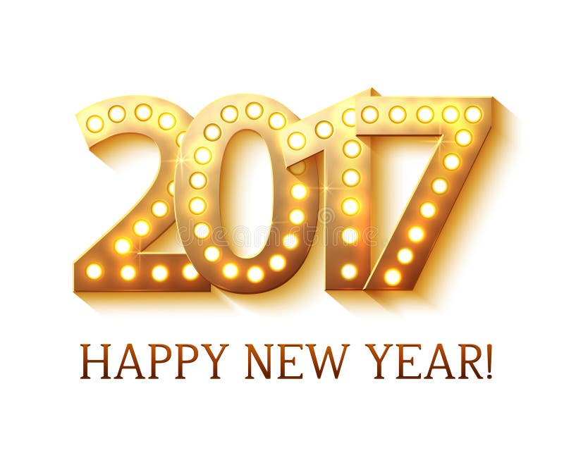 The 2017 New Year Symbol with Light Bulbs Stock Vector - Illustration ...