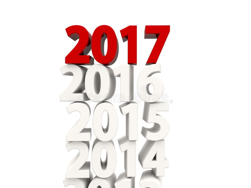 2017 New Year Symbol on Top of Other Years Stock Illustration ...