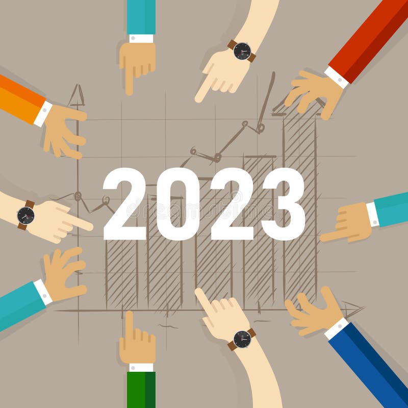 2023 New Year Team Together Analyze Graph Rise Chart Increase ...