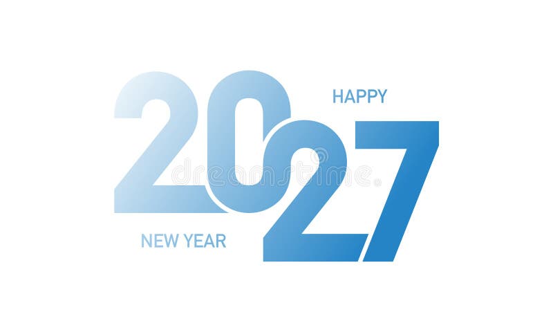 2027 New Year Template Design with Blue Colour Number on White ...
