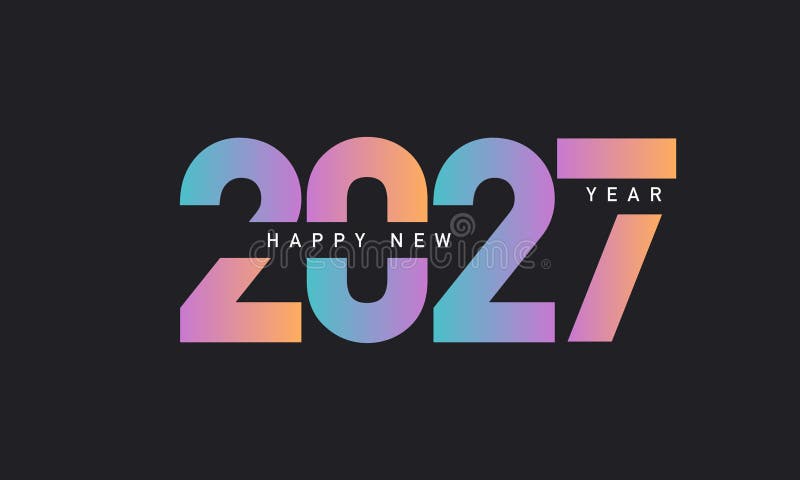2027 New Year Template Design with Blue Colour Number on White ...