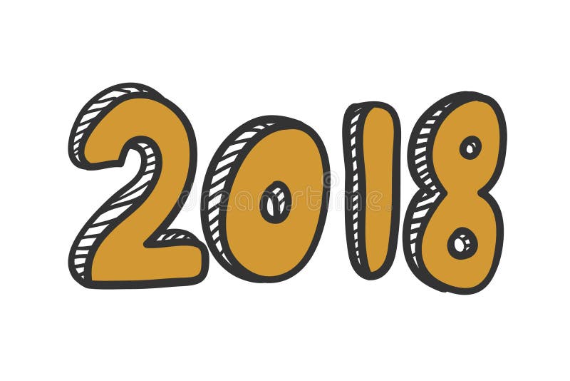 New Year 2018 Text Design . Hand Lettering Design Stock Vector ...