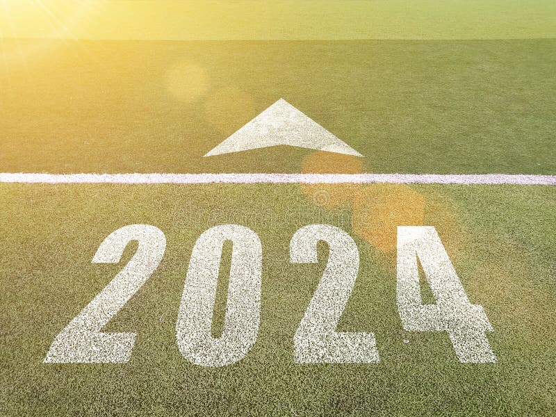 New Year 2024. Text of 2024 Has Written on the Ground. Straight Forward ...