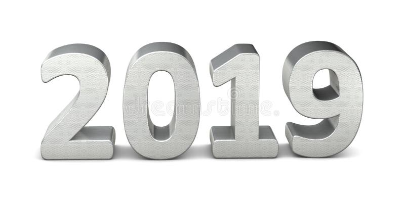 New Year Text Silver 2019 3d Stock Illustration - Illustration of ...