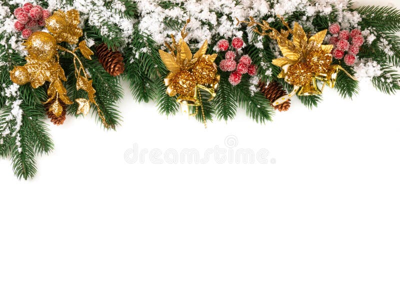 New Year Theme for the Site Spruce Branches Decoration Snow Stock Photo ...