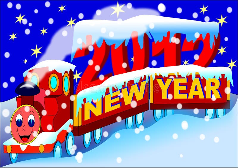 New Year Train 2012 stock illustration. Illustration of locomotive ...