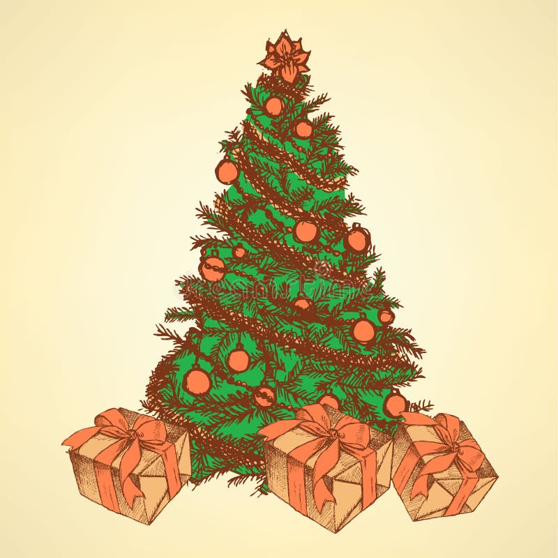 New Year Tree with Presents Stock Vector - Illustration of invitation ...