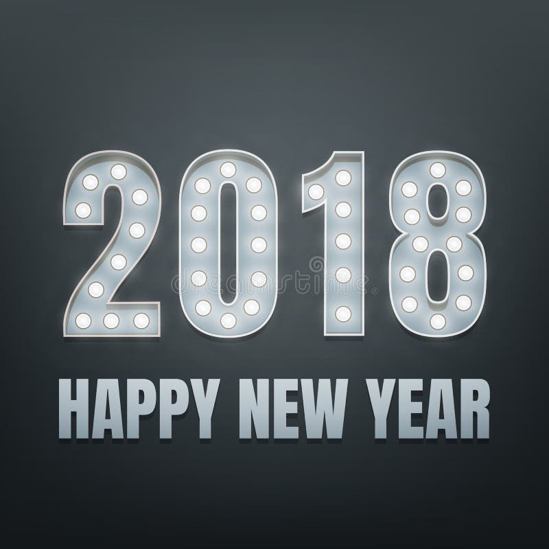 New Year 2018. Typography 2018 of Marquee Numbers. Shiny Typography ...