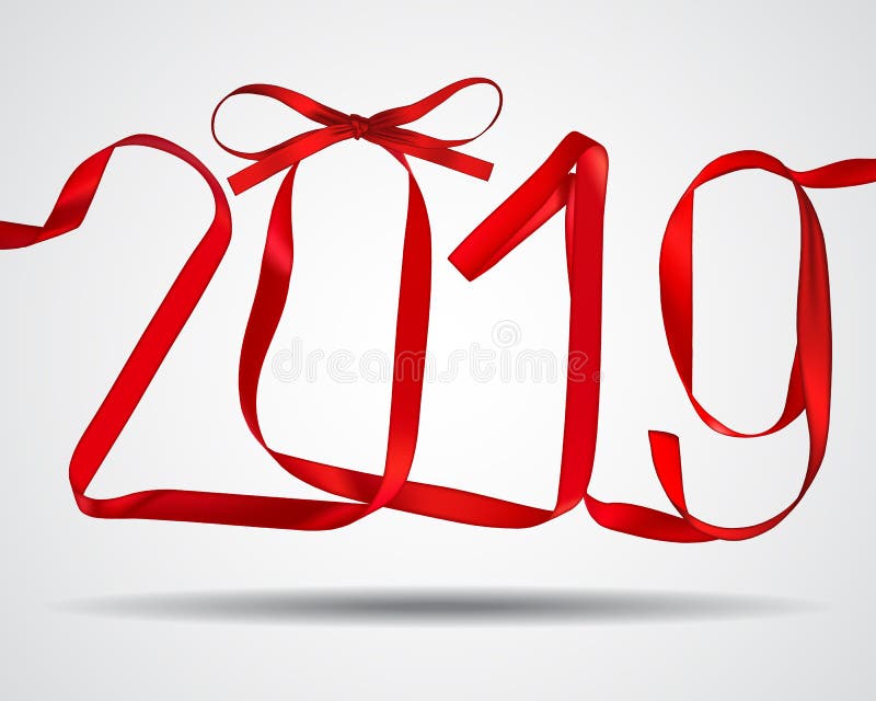 New Year 2019 Made of Red Ribbon Stock Vector - Illustration of ...