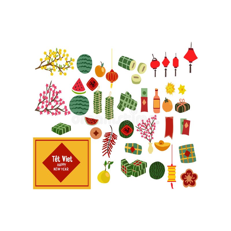 New Year Vietnamese Tet Free Vector Illustration Stock Vector ...