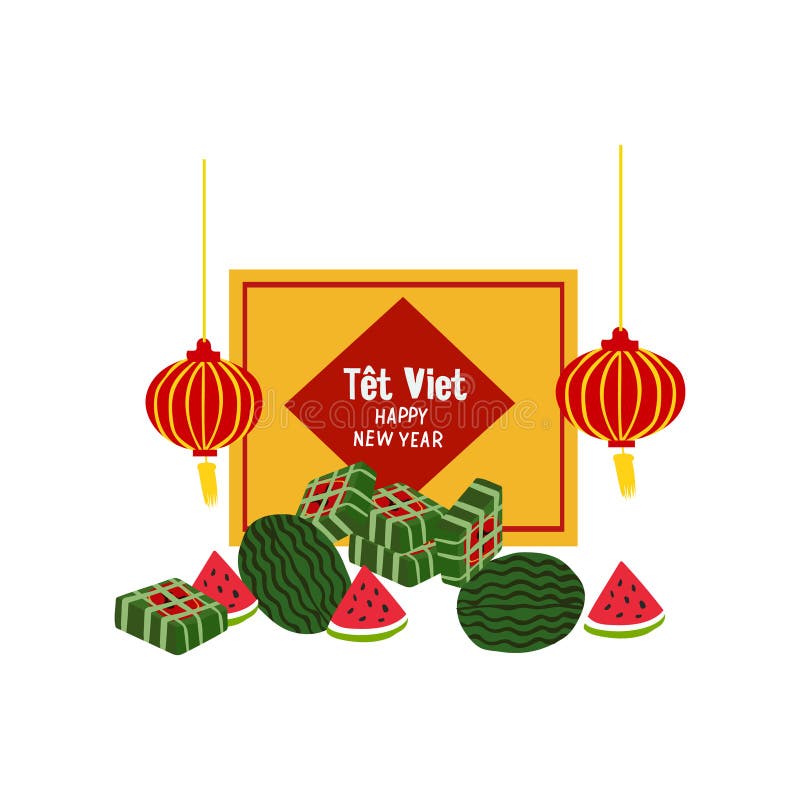 New Year Vietnamese Tet Free Vector Illustration Stock Vector ...