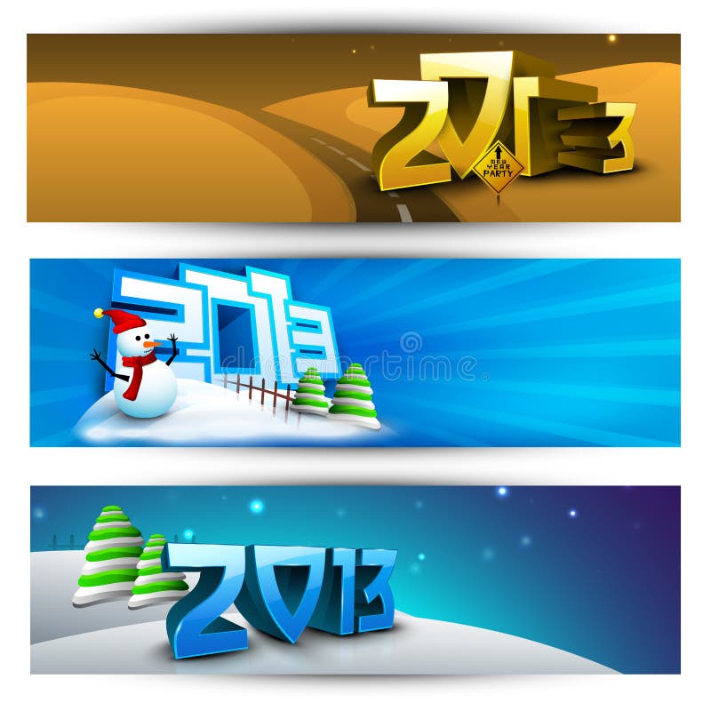 New Year Website Header and Banner Set. Stock Illustration ...