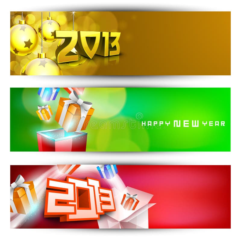New Year Website Header and Banner Set. Stock Illustration ...