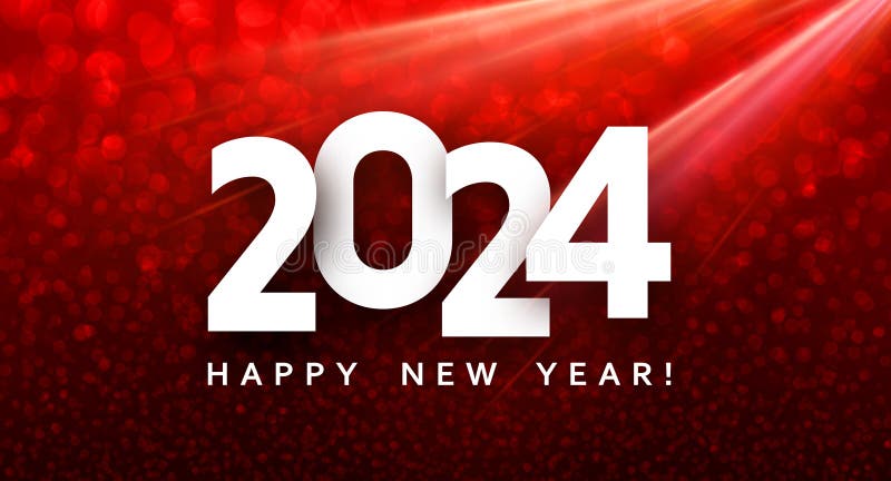 New Year 2024 White Paper Numbers on Bright Red Textured Background ...
