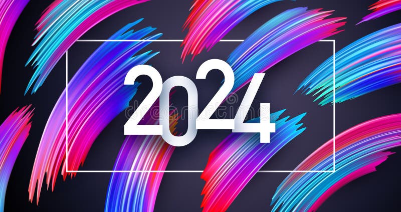 New Year 2024 White Paper Numbers for Calendar Header with Gradient ...