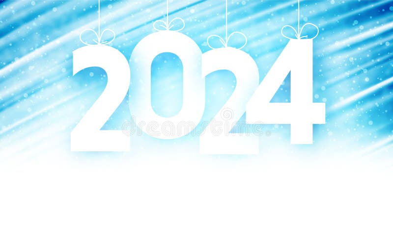 New Year 2024 White Paper Numbers with Shadows on Bright Blue Textured ...