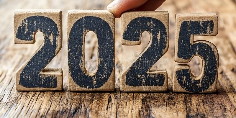 2025 New Year Wooden Number Blocks Future Goals Time Stock Illustration ...