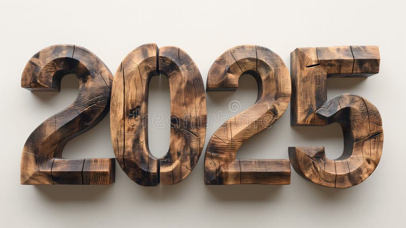 2025: New Year Wooden Numbers Stock Illustration - Illustration of ...