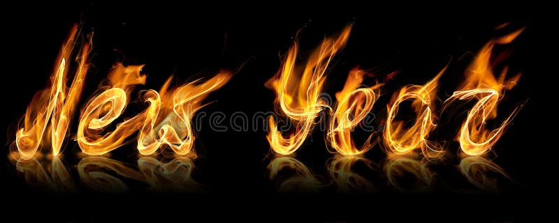 New Year words in fire stock illustration. Illustration of solid - 22149761
