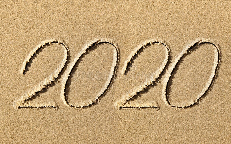 New Year 2020 Written in Sand Stock Image - Image of message, date ...